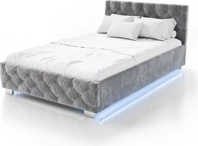 Juskys Čalouněná postel Nizza s LED osvětlením Barva: tmavě šedá, Velikost: 120 × 200 cm