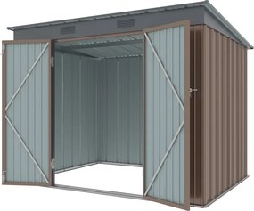 Riwall PRO RMSP 6x8 Brown - zahradní domek kovový 2,4 x 1,8 m s pultovou střechou hnědý