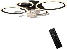HOMCOM LED stropní ventilátor se světlem, tichý 30" (77 cm) s dálkovým ovládáním — 6 rychlostí, 3 teploty světla, DC motor, časovač — černý | Aosom