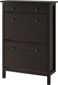 HEMNES Botník se 2 přihrádkami, černohnědá, 89x30x127 cm