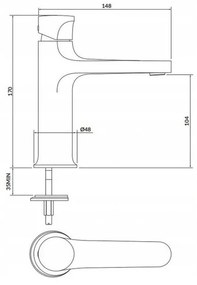 Cersanit Inverto - umyvadlová baterie, zlatá, S951-297