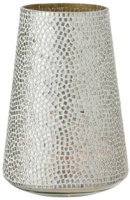 Stříbrno - bílý skleněný svícen Mosaic - Ø 21*30cm