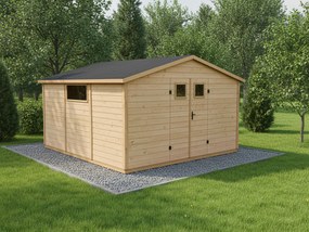 nejzahradnidomek.cz - Dřevěný domek SEZAM - Premium, barva natur, (3,95 × 3,95 m), S_SEZAM2