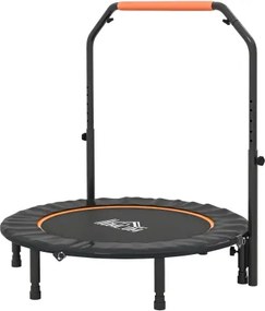 HOMCOM skládací trampolína Ø114 cm s nastavitelné rukojetí ocelový rám pro trénink nohou a celého těla oranžovo-černý