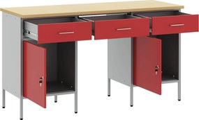 Pracovní skříň se zásuvkou 3 ks Červená Inženýrské dřevo a ocel 3321375