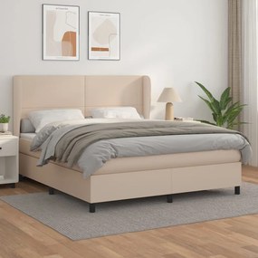 Box spring postel s matrací cappuccino 160x200 cm umělá kůže
