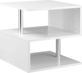 HOMCOM Malý stolek u pohovky s otevřeným S-zásuvkovým prostorem, moderní design 50x50x50 cm, bílý | Aosom