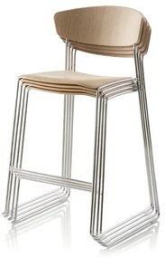 Fornasarig - Barová židle WOLFGANG - s dřevěným sedákem a opěrákem