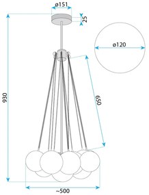 Toolight Závěsné osvětlení Modern D18 APP1688-12CP zlaté