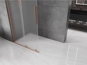 Mexen Velar L, posuvná sprchová zástěna Walk-in 100 x 200 cm, 8mm sklo námraza, měděná matná, 871-100-003-33-65
