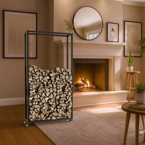 Stojan na palivové dřevo Hilta 25x80x150 cm – černá