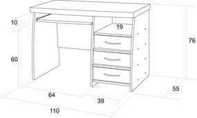 Bradop PC stůl JIM C060 | Provedení: DS-Dub sonoma