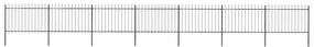 Zahradní plot s kopím nahoře ocelový 1172 x 120 cm černý 277626