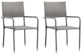 Zahradní jídelní židle 2 ks polyratan šedé - Default Title