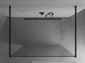 Mexen Kioto, průchozí sprchová zástěna 100 x 200 cm, 8mm sklo čiré/bílý vzor, 2x černá stabilizační rozpěra, 800-100-002-70-85