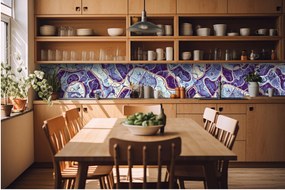 DIMEX | Fototapeta do kuchyně Imitace mramorové textury KI-420-285 | 420 x 60 cm | modrá, krémová
