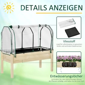 Vyvýšený záhonový rám Outsunny 121x55x117 cm z jedlového dřeva s ochrannou fólií a drenážními otvory, voděodolný, pro zahradu a balkon v přírodní bar…