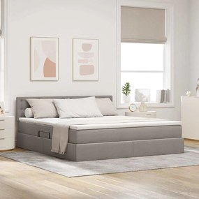 Postel s úložným prostorem a matrací Taupe 160 x 200 cm Samet 3370647