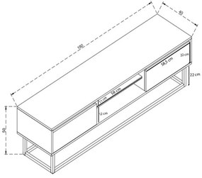 Designový TV stolek Balwina 180 cm borovice