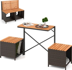 Costway 2-in-1 Venkovní skládací lavice Konvertibilní piknikový stůl a s kovovým