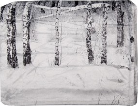 Plyšový pléd se zasněženými stromy - 130*170 cm