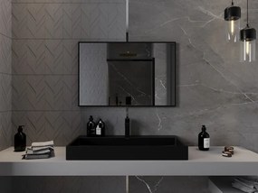 Mexen Loft, obdélníkové koupelnové zrcadlo 90 x 60 cm, barva rámu černá matná, 9852-090-060-000-70
