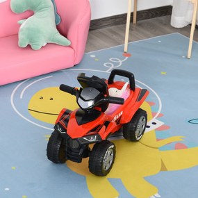 HOMCOM Dětský čtyřkolka bez pedálů pro děti od 18 do 36 měsíců, ATV se světly, klaksonem a tajným úložným prostorem 60x31x42 cm Červená