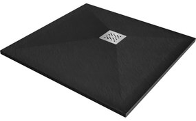 Mexen Stone+ kompozitní čtvercová sprchová vana 90 x 90 cm, Černá - 44709090