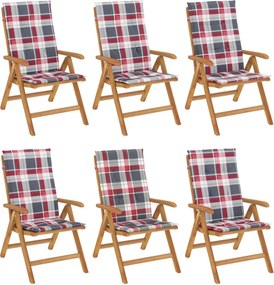 Skládací polohovací křesla s polštáři, 6 ks, masivní teak 3196506