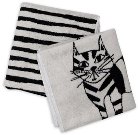 helen b Bavlněný ručník Cat – set 2 ks, šedá barva, textil