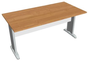 Stůl jednací rovný 160 cm - Hobis Cross CJ 1600 Dekor stolové desky: olše, Dekor lamino podnože: bílá, Barva nohou: Stříbrná