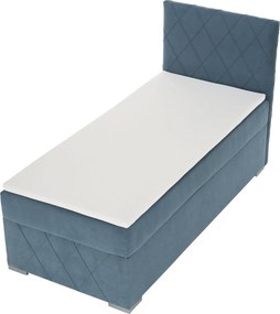 Boxspringová postel, jednolůžko, modrá, 90x200, pravá, PAXTON