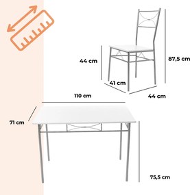 Jídelní set PAUL, 5-dílná, sametově bílá Jurhan