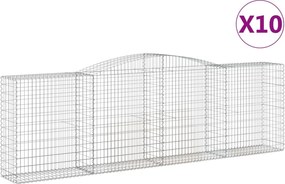 Klenuté gabionové koše 10ks 400x50x120/140cm pozinkované železo 3147017