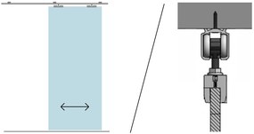 JAP Posuv basic do stropu pro skleněné dveře šířka průchodu/ délka kolejnice: 95/ 200 cm