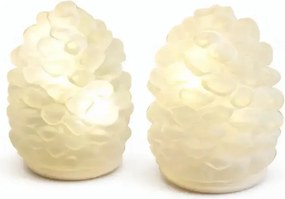 LED skleněná dekorace, šišky, sada 2 kusy, matné