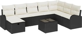 Set pohovek 9 ks Černá a krémová polyratan 3359136