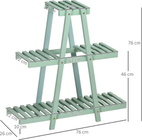 Outsunny police na rostliny se 3 schůdky pro 6 květináčů Dřevěné schůdky na rostliny ve světle zelené barvě 76x26x76cm ideální pro zahradu a balkon |…