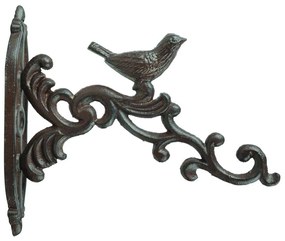 Litinový držák na květináč Bird, 5x21,5 cm, hnědá