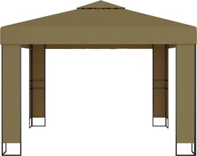 Altán s dvojitou stříškou a světelné LED řetězy 3x3x2,7 m taupe 3070303