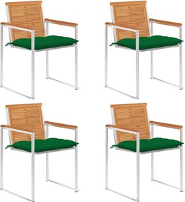 Zahradní židle 4 ks s poduškami masivní akáciové dřevo 3078490