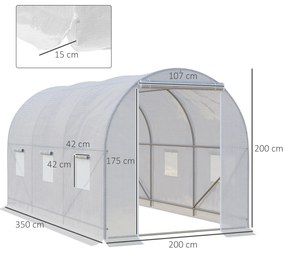 Outsunny skleník 350x200x200cm polytunelový skleník ideální pro zahradnictví a pěstování rostlin |
