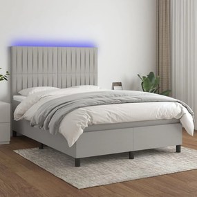 Box spring postel s matrací a LED světle šedá 140x190 cm textil 3135029