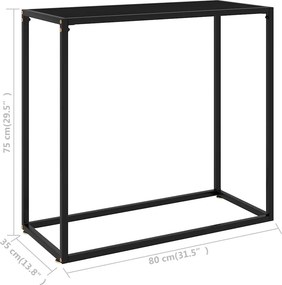 Konzolový stolek černý 80 x 35 x 75 cm tvrzené sklo 322808