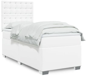 Box spring postel s matrací bílá 90x200 cm umělá kůže 3293005