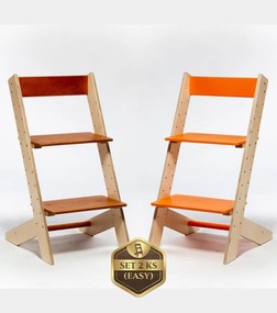 Lucas Wood Style - rostoucí židle EASY LINE zvýhodněný set 2 ks -  mahagon + oranžová