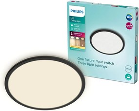 Philips 8719514327283 led stropní svítidlo super slim 1x18w | 1500lm | 2700k | ip44 - eyecomfort, černá