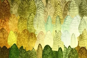 Samolepící tapeta zelené asymetrické stromy - 150x100 cm