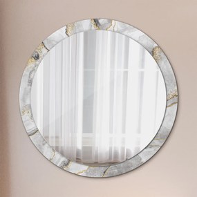 Kulaté zrcadlo s dekorem Bílé mramorové zlato fi 100 cm