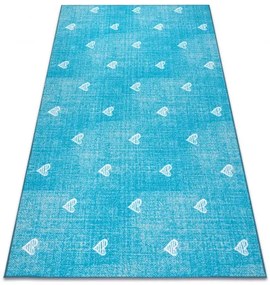 Dětský kusový koberec HEARTS Srdíčka Modrý Rozměr: 100x200 cm